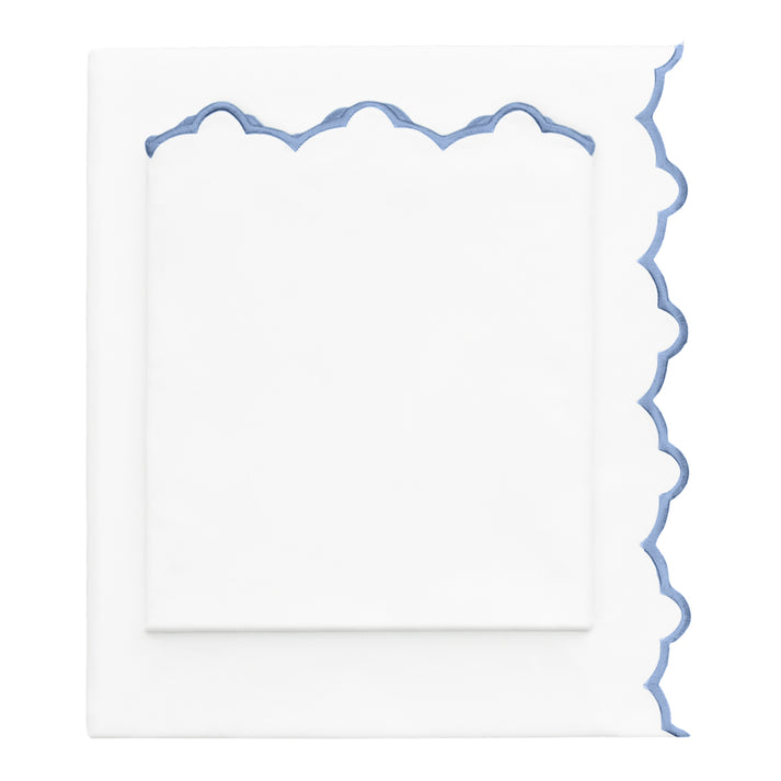 Coastal Blue Scalloped Sheet Set | Luxury Sheet Set – Crane & Canopy