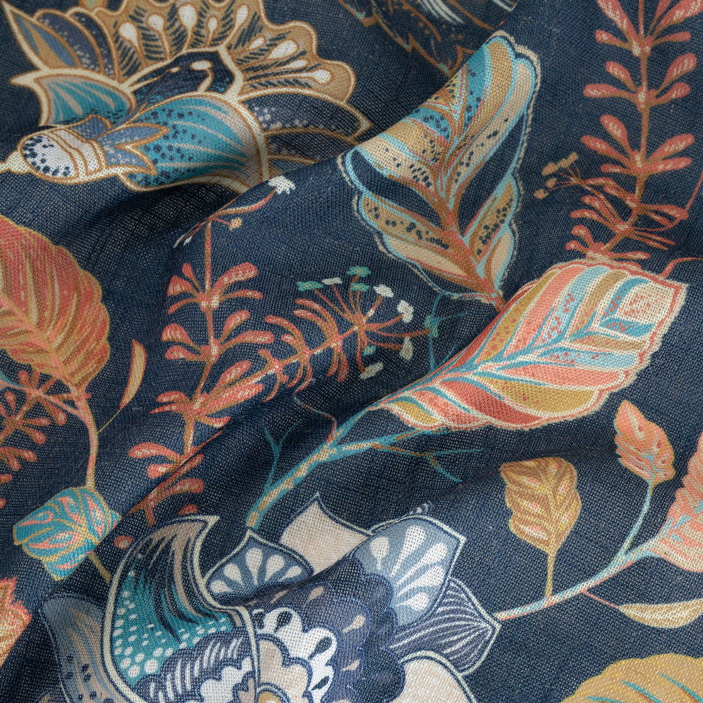 The Navy Botanical Shower Curtain | Printed Shower Curtain – Crane & Canopy