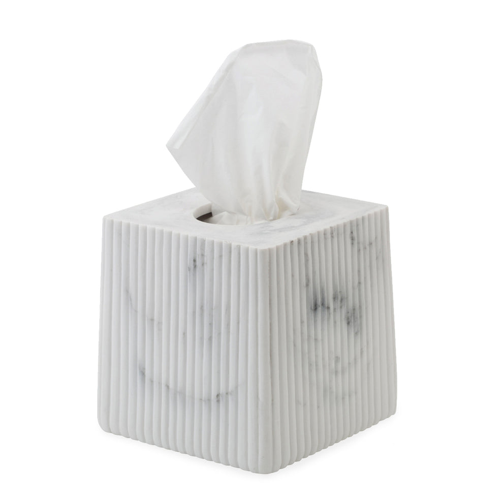 Ribbed Grey Marble Bath Accessories, Tissue Box Cover – Crane & Canopy