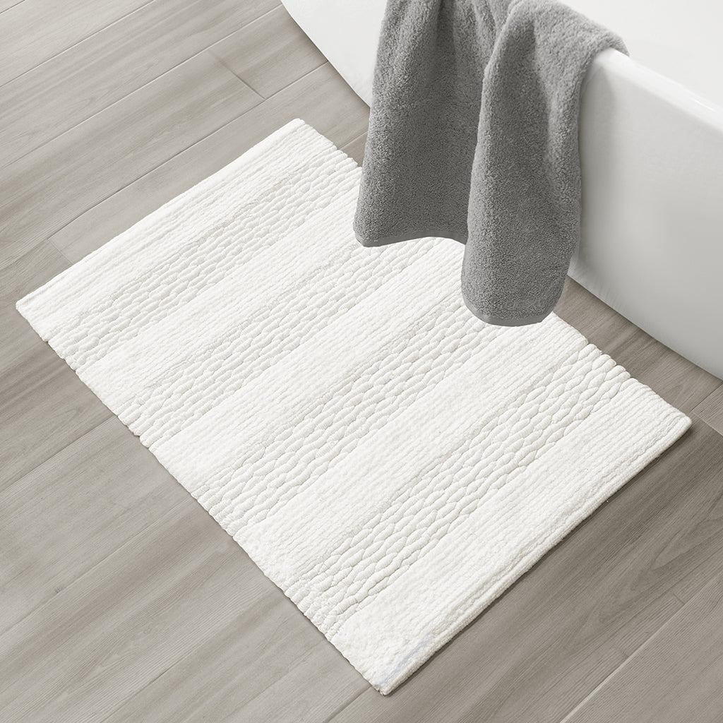 The White Shoreline Weave Bath Mat – Crane & Canopy
