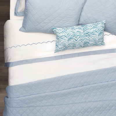 French Blue Cotton Quilt and Sham | Diamond French Blue Quilt | Crane ...