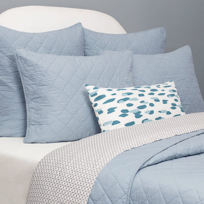French Blue Cotton Quilt and Sham | Diamond French Blue Quilt | Crane ...