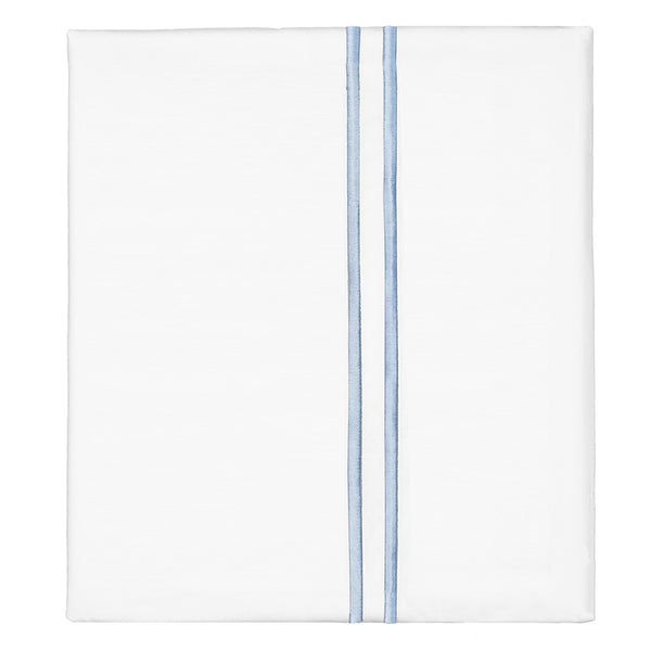 French Blue Lines Embroidered Flat Sheet – Crane & Canopy