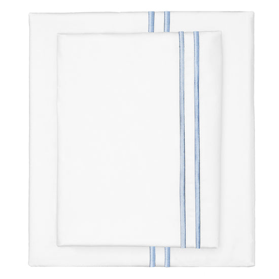 French Blue Lines Embroidered Flat Sheet – Crane & Canopy