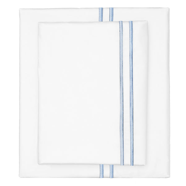 French Blue Lines Embroidered Flat Sheet – Crane & Canopy