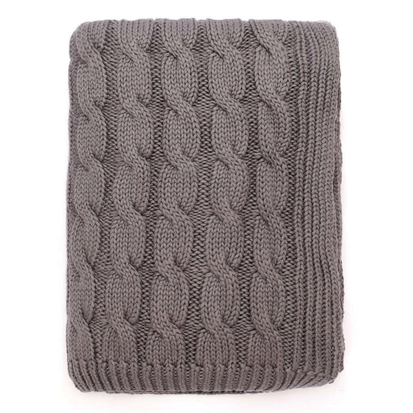 Grey Large Cable Knit Throw – Crane & Canopy