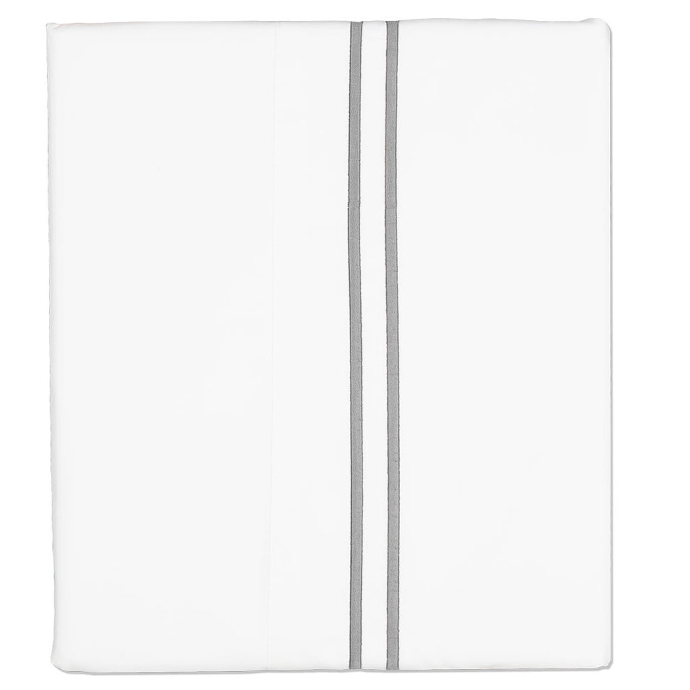 Grey Lines Embroidered Flat Sheet – Crane & Canopy