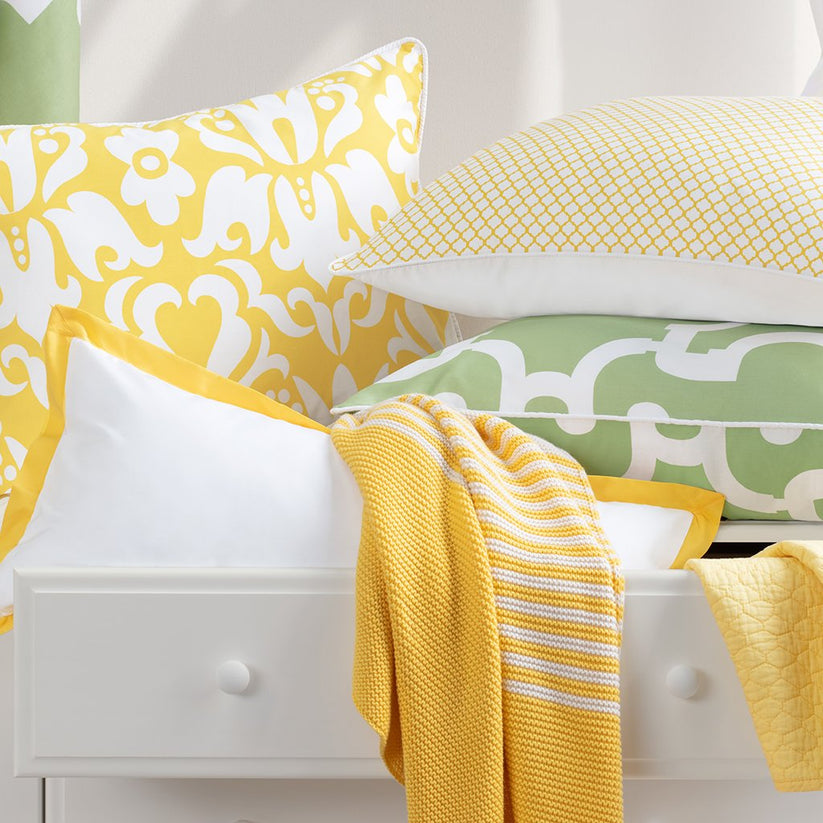 Yellow and Grey Striped Throw – Crane & Canopy