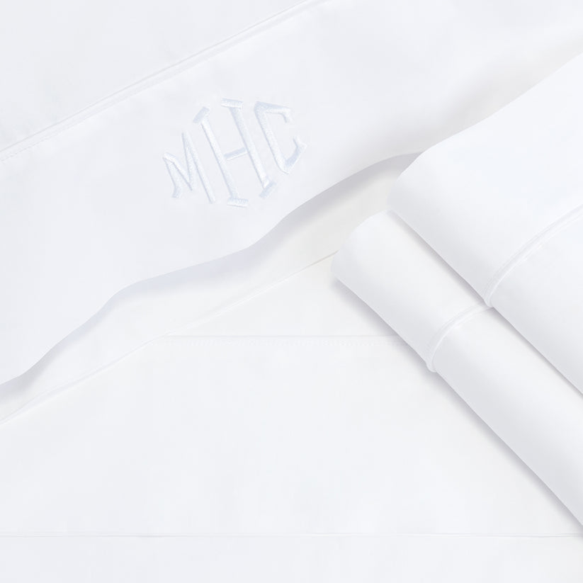 Bright White 400 Thread Count Percale Cotton Sheet Set (Fitted, Flat ...