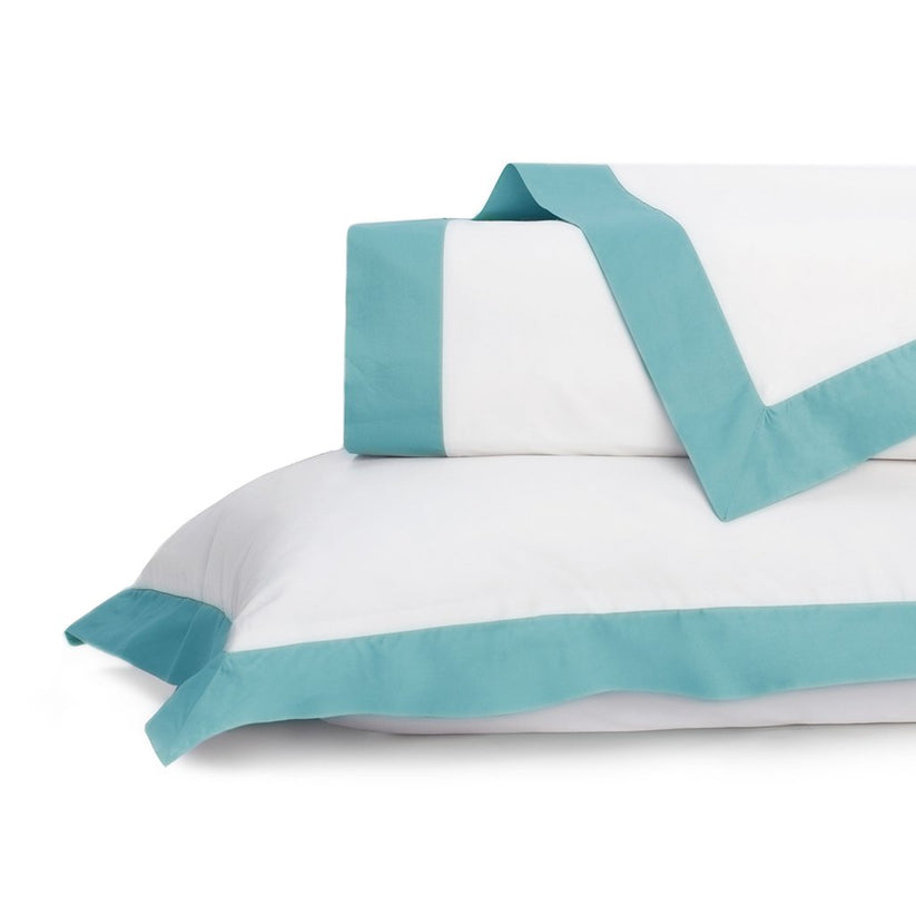 Turquoise Linden Border Sham Pair – Crane & Canopy