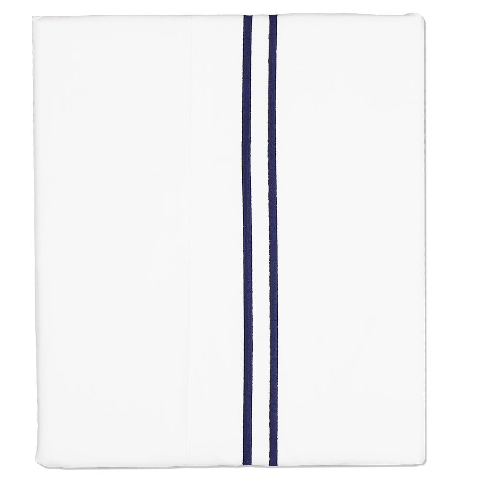 Navy Lines Embroidered Flat Sheet – Crane & Canopy