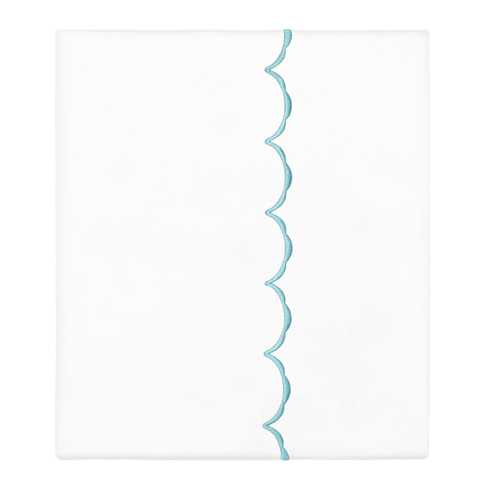 Turquoise Wavelet Embroidered Flat Sheet – Crane & Canopy