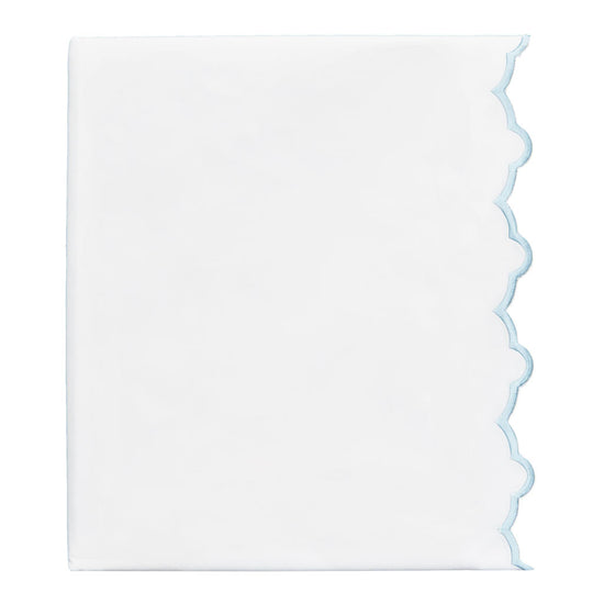 Light Blue Scalloped Embroidered Flat Sheet – Crane & Canopy